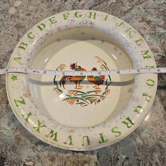 Other | Vintage Antique Alphabet Ceramic Bowl With Rooster Design 6 X 2 ...